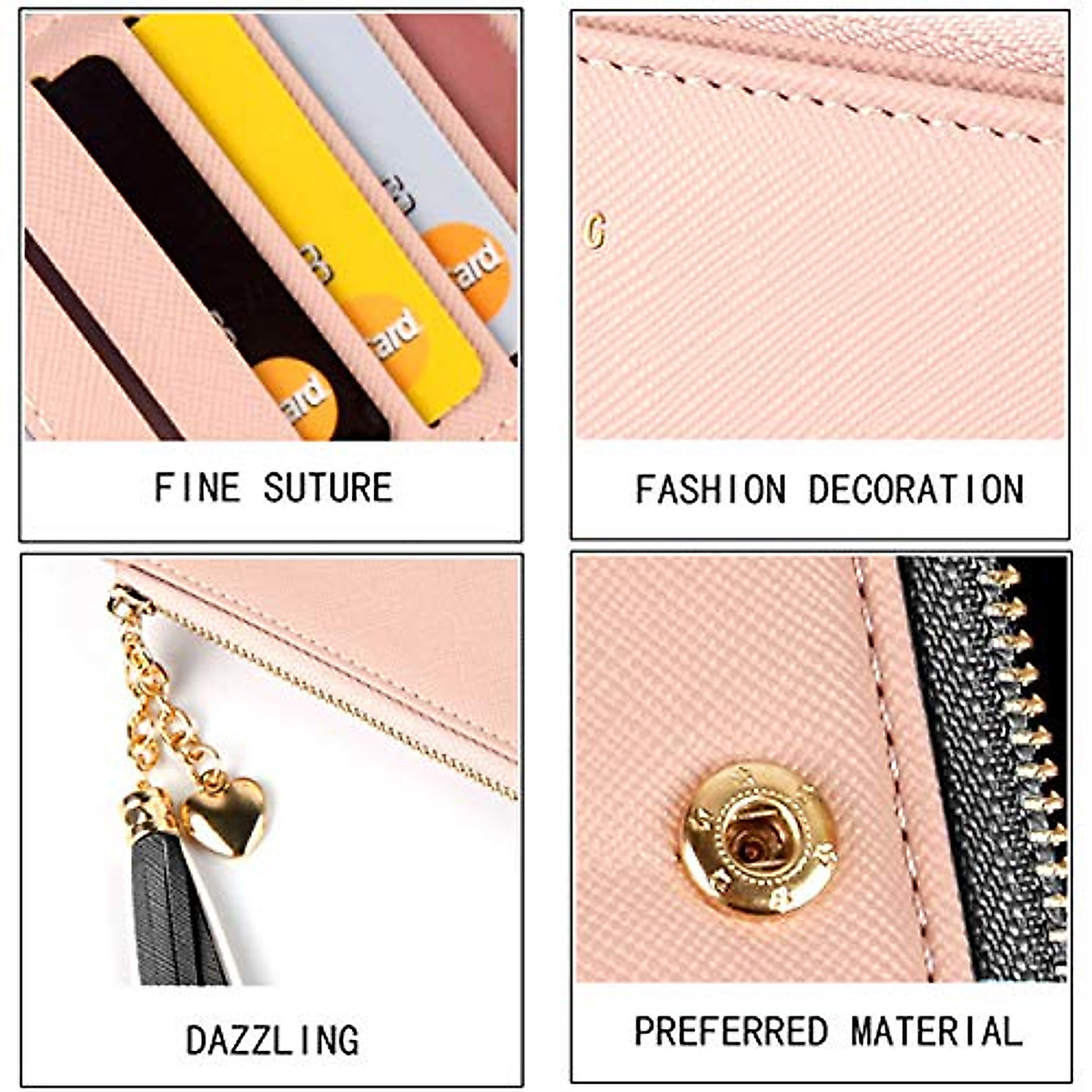 FFpaw Wallet Women RFID Blocking Small Womens Wallet Leather Slim Phone Clutch Long Coin Purse Travel Zipper Pocket Credit Card Holder for Women Ladies
