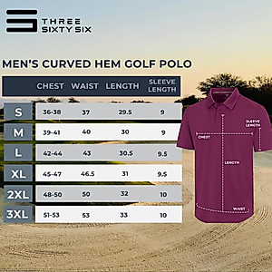 Men’s Polo Golf Shirt with Round Hem - Dry Fit 4-Way Stretch Fabric, Moisture Wicking, Anti-Odor & UPF50+. Side Split Hems Charcoal