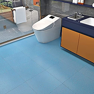 WESTICK Blue Peel & Stick Floor Tiles - Thick, Durable, Waterproof Vinyl Flooring - 5 Pack, 12x12 IN