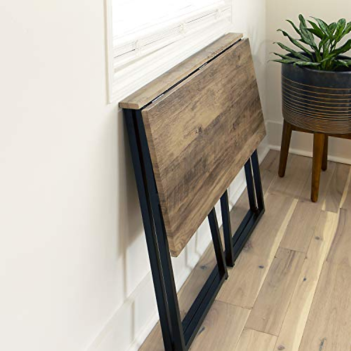 EMMA + OLIVER Small 36" Rustic Natural Home Office Folding Computer Desk - Laptop Desk