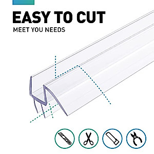 Shower Door Seal Set - 4 PCS 3/8" x 77" Frameless Shower Door Bottom Seal and Side Seal for 3/8 Inch Glass,Glass Shower Door Seal Strip Door Sweep,Stop Shower Leaks and Create a Water Barrier