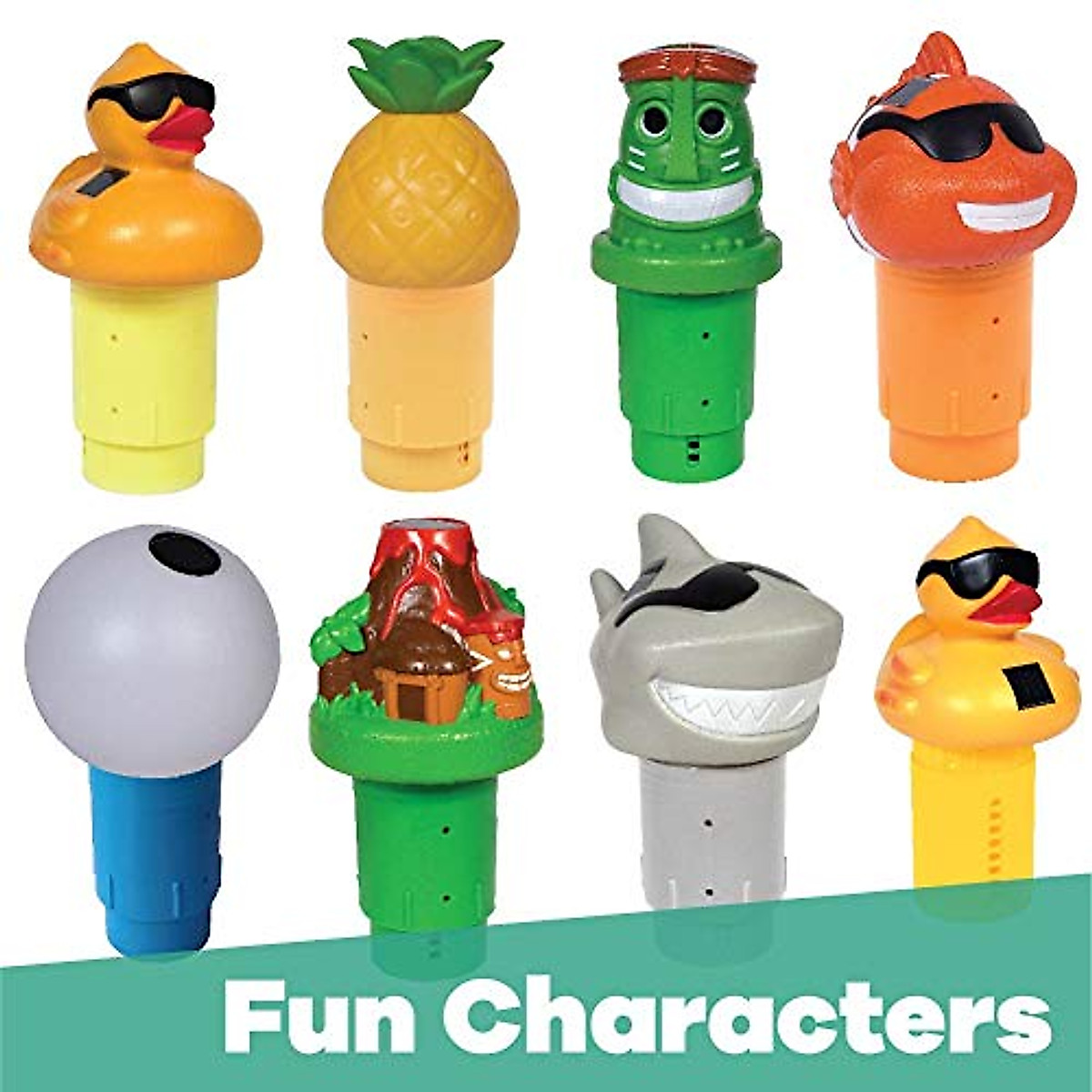 GAME 12902-BB Solar Light-Up Shark Pool 3-inch Tablet Chlorine Dispenser LED Light Sensor, Grey, 6.54” x 9.25” x 12.48