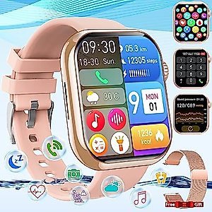 Smart Watch for Men Women,Blood Glucose Smartwatch with Blood Pressure Heart Rate Monitor 1.88" Touch Screen Bluetooth Watch (Make/Answer Call),IP67 Waterproof Smart Watch for Android iOS Phones Gold