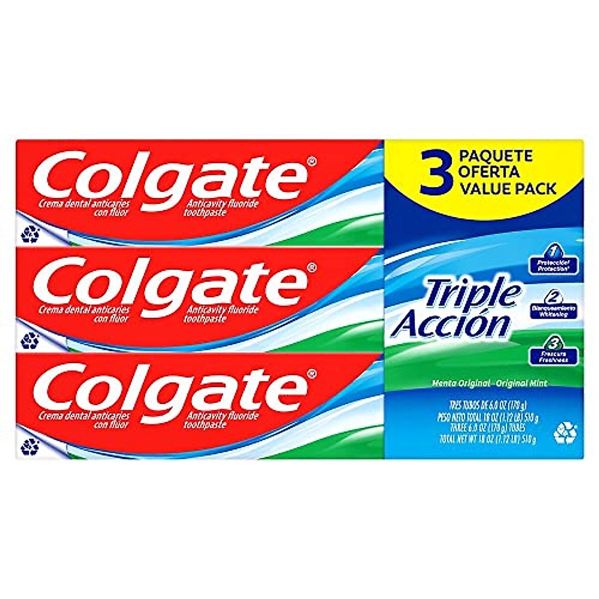 Colgate Triple Action Toothpaste, 6 oz, 3 Pack