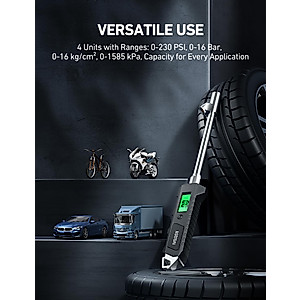 AstroAI Digital Tire Pressure Gauge 230 PSI Heavy Duty Dual Head Stainless Steel Made for Truck and RV with Backlit LCD and Flashlight Car Accessories