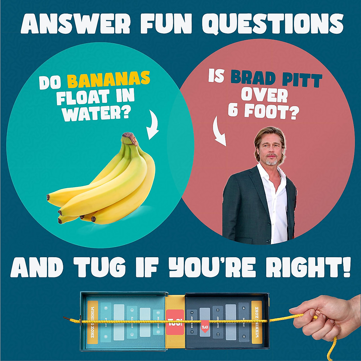 TUG! Trivia Battle Board Game | 2-20 Players | Tuga War in a Box | Party Game | Adults & Kids 12 13 14 15 + | 1400 Questions | Best Fun Card Games for Family, Couples, Teens