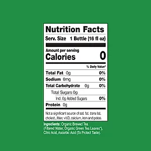 Just Ice Tea Organic Iced Tea, 16 Fl Oz Glass Bottles (Original Green Tea, Pack of 12)