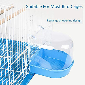 Bird Bath Cage Small Blue Bird Bath Tub Cover Shower Supplies for Cockatiel, Budgerigar, Macaw, Finch, Budgie, Parakeet, Conure, Canary, Parrots