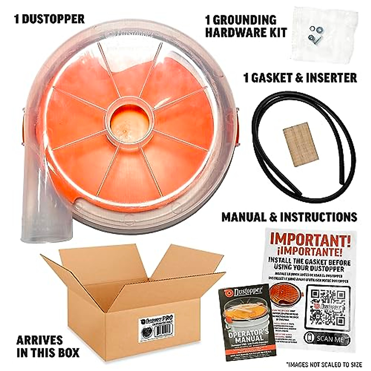 The Dustopper PRO, Separator Only (elbows & hose sold separately). Up to 99.9% efficient, low-profile dust separator connect to existing 2-1/2" hoses & fittings. Gasket & latches fit well to bucket.