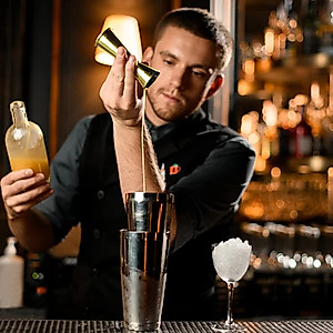 2 PCS Japanese Style Double Jigger, findTop 1oz / 2oz Stainless Steel Measure Liquor Cocktail Jiggers with Interior Measurements (Gold)