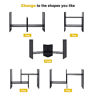 Hossejoy Desktop Organizer Office Storage Rack Adjustable Wood Desk Organizer Display Shelf, Countertop Bookcase Desktop Bookshelf- Free Style Double H Display, Black