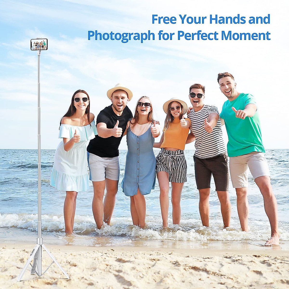 ATUMTEK 60" Selfie Stick Tripod, All in One Extendable Phone Tripod Stand with Bluetooth Remote 360° Rotation for iPhone and Android Phone Selfies, Video Recording, Vlogging, Live Streaming, White