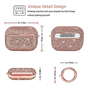 Casewind AirPod Pro Case,AirPods Pro Case,AirPods Pro Case Cover Bling Glitter Cute Full Protective Hard Shockproof Keychain Ring for Women Girl Men AirPod Pro Charging Case,Front LED Visible,Pink