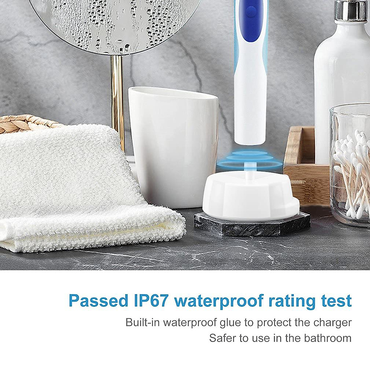 Toothbrush Charger Base, Electric Toothbrush Charger Inductive Model 3757 Suitable for Oral B Braun Toothbrush, Portable for Travel Replacement Braun Charging Base