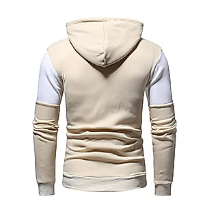 Maiyifu-GJ Men's Patchwork Slim Fit Hoodies Color Block Sport Hooded Sweatshirt Long Sleeve Contrast Color Pullover Hoodie (Light Yellow,4X-Large)