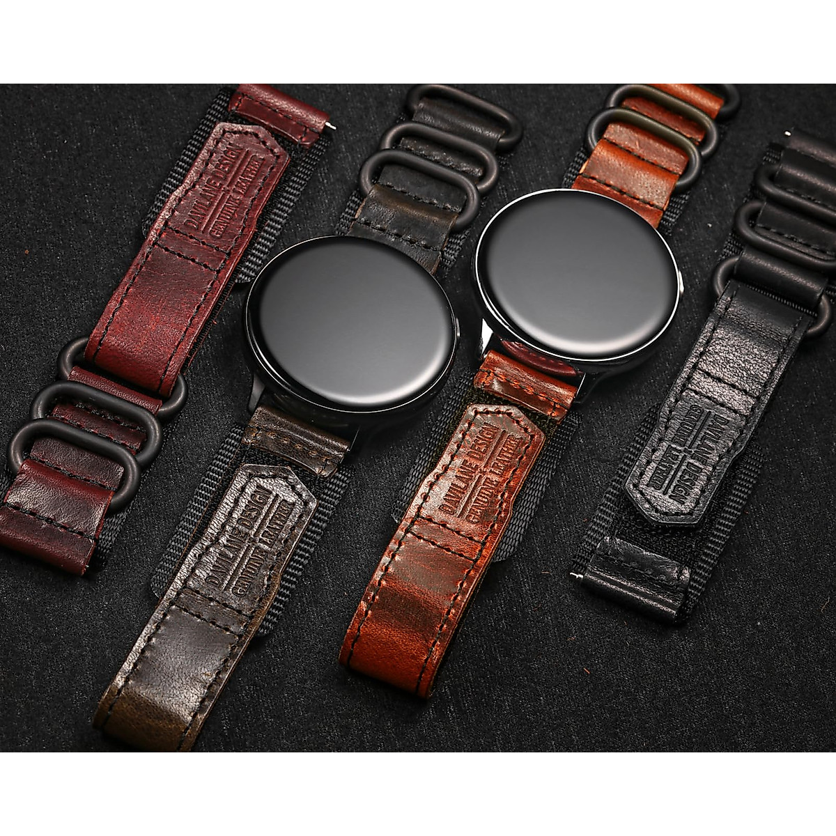 DAVILANE Compatible with Samsung Galaxy Watch Bands,20mm Quick Release Leather Nylon Watch Strap for Galaxy Watch 6 Classic 47mm 43mm/6 44mm 40mm/5 40mm 44mm/5 Pro 45mm etc.
