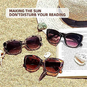 LADEESSE Bifocal Sunglasses For Women Cateye Stylish Reading Glasses 3 Pack UV400 Magnifying Readers Glasses +2.25