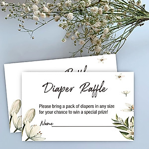 FARHTINANFX 50 Greenery Diaper Raffle Tickets for Girl or Boy Baby Shower Invitations, Baby Shower Games, with Name Line 3.5" x 2"