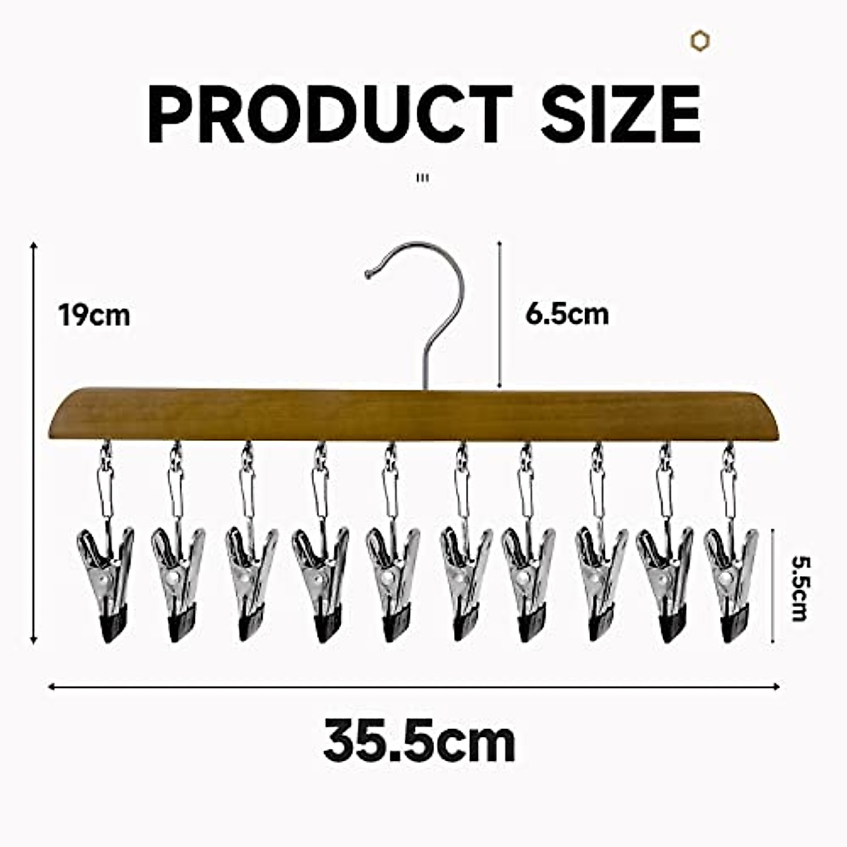 YI Boutique Hat Organizer, Wooden Hat Hangers for Closet, Hat Racks for Baseball Caps, Set of 2 Cap Organizer with 10 Adjustable Stainless Steel Clips, Hat Storage Fits All Caps