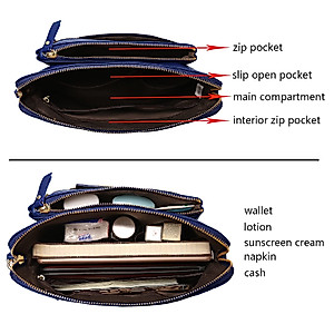 YALUXE Small Crossbody Bags for Women Real Leather Purse Crossover Sling Handbag Over the Shoulder Bag with 4 Zip Pockets