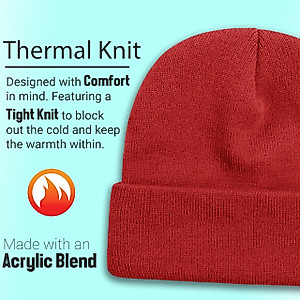 25 Pack Winter Beanie Hats, Unisex Thermal Toboggan Cold Weather Cuffed Caps Bulk Bundle Black