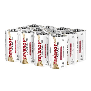 Tenergy 1.5V C Alkaline LR14 Battery, High Performance C Non-Rechargeable Batteries for Clocks, Remotes, Toys & Electronic Devices, Replacement C Cell Batteries, 12 Pack