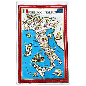 BLU RITMO Kitchen Tea Towel Set, Cotton Kitchen Towels Made in Italy, Colorful Multi-Purpose Absorbent Cloths, Large Cloth 21 x 33 in (Food - 4 Pieces)