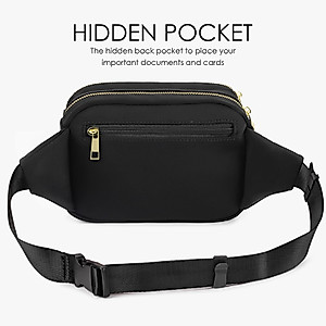 ZORFIN Fanny Packs for Women Men, Belt Bag with 4 Zipper Pockets, Fashion Crossbody Bags, Large Capacity Waist Packs with Adjustable Strap for Workout/Running/Hiking (Black2)