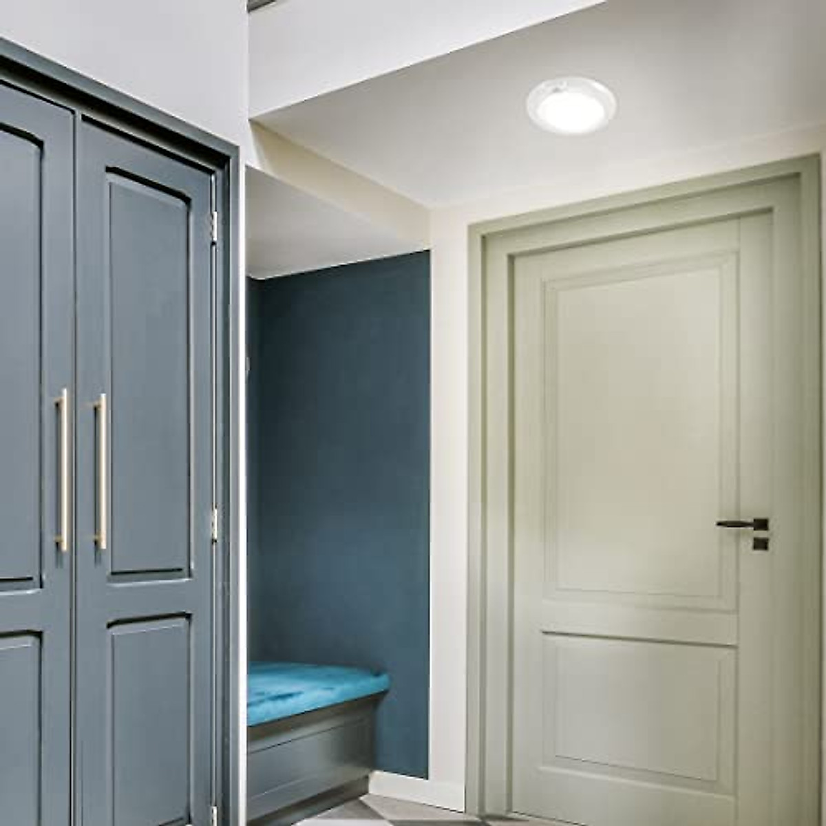 Maxxima 6 in. Round Motion Sensor LED Ceiling Mount Light Fixture - 3000K Warm White, 600 Lumens, Indoor Dome Light, Ideal for Closet, Hallway, or Kitchen Pantry Lighting