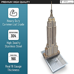 22"x18.5"x10" High-end 22 inch Undermount Stainless Steel Kitchen Sink. Full Accessory Set. XL Single Bowl Deep Basin. 16 Gauge Thick.