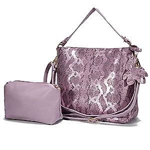 Purses and Handbags for Women Glitter Patent Leather Satchel Handbags-Purple