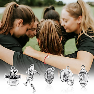 70 Pieces Football Charms Mixed Silver Football Player's Bat Beads Pendants Necklace Crafting Sport Charms Jewelry Making Findings Accessory DIY Necklace Bracelet