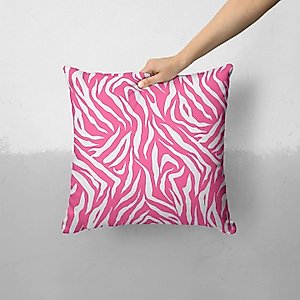 iiRov Pink & White Vector Zebra Print - Custom Decorative Home Decor Indoor or Outdoor Throw Pillow Cover for Sofa, Bed or Couch Cushion (Pillow CASE Cover ONLY)