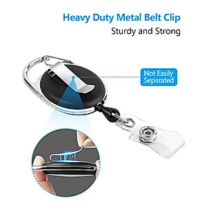 KTRIO 2 Pack Retractable Badge Holders, ID Badge Holders with Heavy Duty Carabiner Reel Clip, Vertical Style Clear ID Card Holders with 28 inches Kevlar Pull Cord