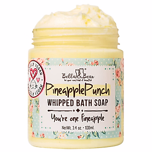 Bella & Bear Pineapple Whipped Soap - Paraben Free - Cruelty-Free Vegan Body Wash And Shave Cream, (3.4 oz)