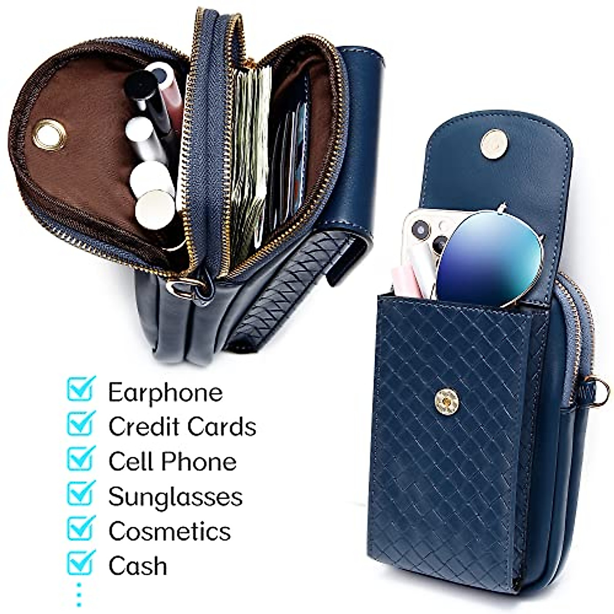 KUKOO Small Crossbody Phone Bags for Women Cell Phone Purse Wallet with Card Slots