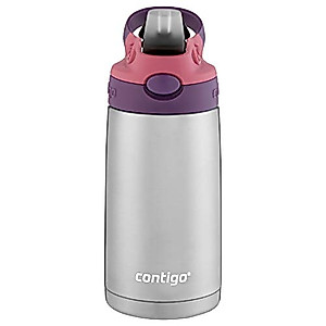 Contigo Kids Stainless Steel Water Bottle with Redesigned AUTOSPOUT Straw, 13 oz, Eggplant & Punch & Kids Stainless Steel Water Bottle with Redesigned AUTOSPOUT Straw, 13 oz, Taro & Juniper