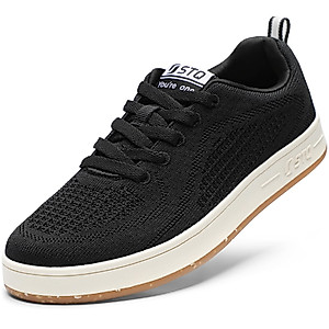 STQ Skate Shoes for Women Black Sneakers for Women Fashion Breathable Mesh Skateboard Shoes Black Size 8.5
