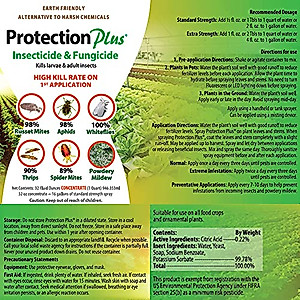 Eco-Safe Plant Protection, Broad Spectrum Insecticide, Fungicide, Miticide; Kill and Repel Mites, Whitefly, Aphids, Thrips, More; EPM Protection Plus 8 Oz Concentrate