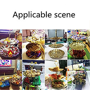 3-Tier Cupcake Stand NHSUNRAY Round Stainless Steel Dessert Stand Cake Stand Wedding Parties Birthday Tea Party Serving Platter (3-Tier, silver)