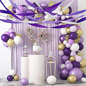YSSAI Purple Party Decorations Purple Crepe Paper Streamers 8 Rolls 656 ft Tassels Streamer Garland Hanging Backdrops Decorations for Birthday Wedding Bridal Baby Shower Lilac Theme Party Decoration
