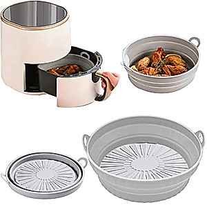 Buddeez foldable air fryer liner, silicone pot, air fryer liner basket, reusable air fryer basket, food safety air fryer oven accessories (7.5 inches [3 to 5 quarts]…