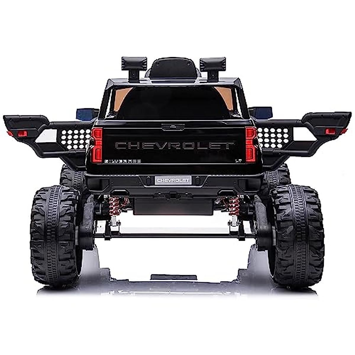 Dakott Chevy Silverado Z71 Trail Boss Monster Truck Four Powerful Motors 12V 4x4 Big Wheels Ride On Monster Truck for Kids.,Black