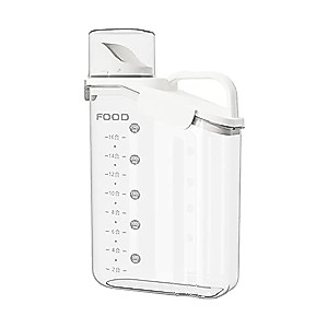 Bigougem Clear Cereal Storage Containers with Lids Airtight, Large Diameter Kitchen Storage Containers for Flour Rice Beans Ivory L