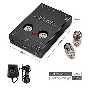 Little Bear T7 Vacuum Tube Phono Preamp, MM Turntable Preamplifier, Hi-Fi Home Audio for Record Player, Stereo Amplifier, Active Speaker