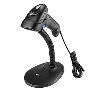 Handheld USB QR Barcode Scanner, NetumScan Wired Automatic 1D 2D Image Bar Code Reader with Adjustable Stand for Store, Supermarket, Warehouse (Wired)