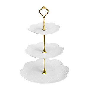 Coitak 3 Tier Cupcake Stand, Plastic Tiered Serving Stand, Dessert Tower Tray for Tea Party, Baby Shower and Wedding (Round)