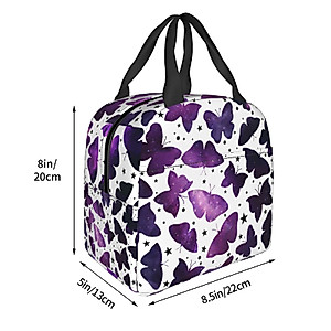 YISDZSW Butterfly Lunch Bag Box for Women Cute, Insulated Lunch Bags Durable Waterproof Thermal Tote Bag with Pocket for Work Picnic Travel Teens