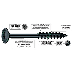 SPAX 1/4" x 3-1/2" Exterior Washer Head Structural Wood Lag Screws Powerlags Torx T-Star (500 EA) Bulk Pail Bit Included Heavy Duty Rust Resistant