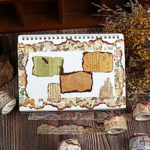 Dizdkizd Retro Washi Tape Stickers for Card Making, Junk Journal Supplies, Creative Masking Tape for Scrapbooking, Journaling, Arts and Crafts Projects, Collage, Photo Album - 8 Rolls